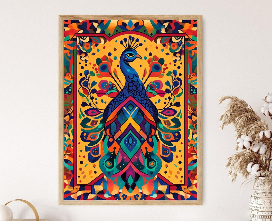 Yazidi Peacock Symbol Art, Spiritual Heritage Print, Traditional Motif ...