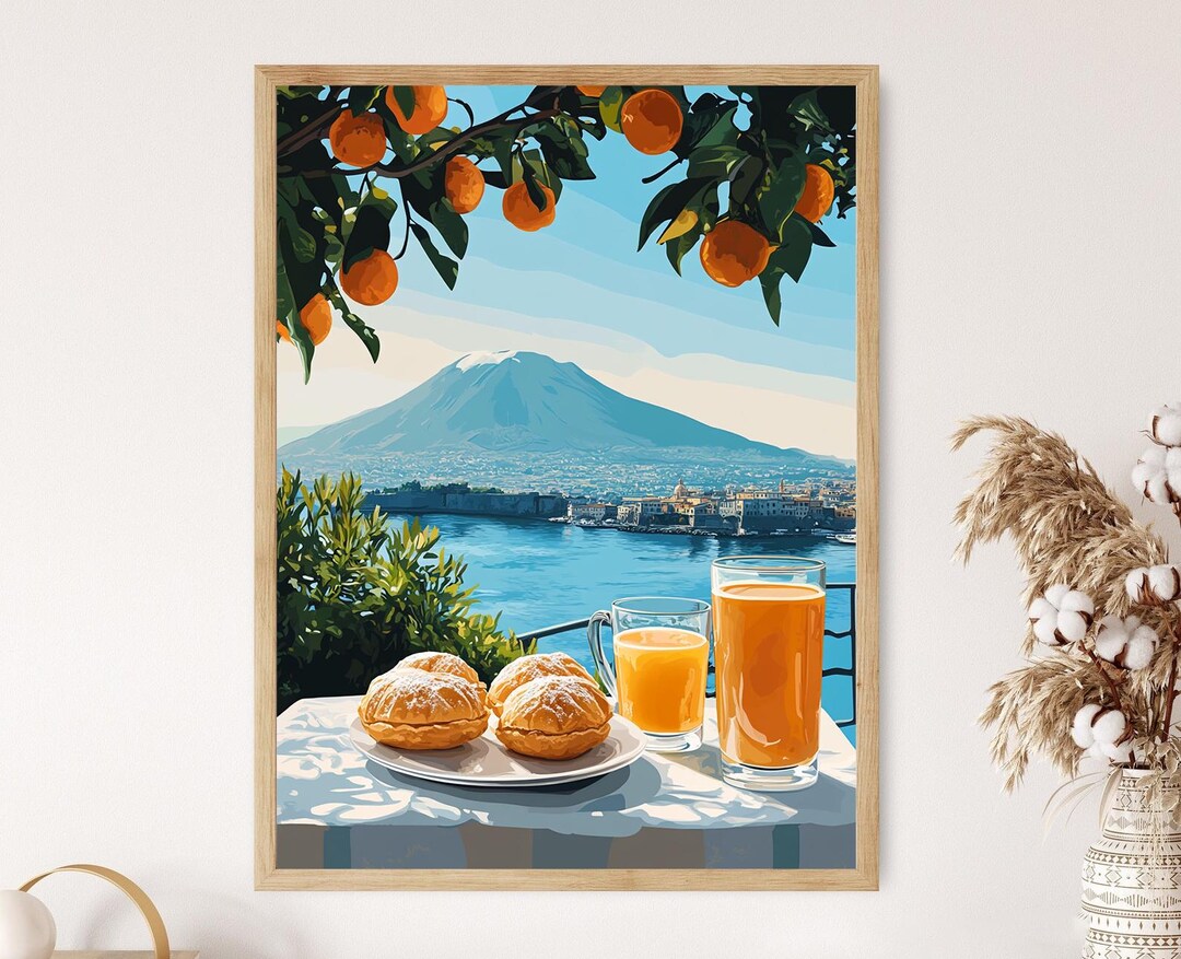 Naples Breakfast Table Art Print, Traditional Italian Food, Italian ...