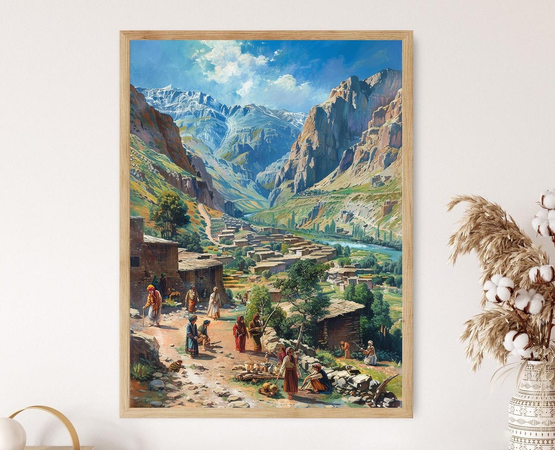 Kurdish Landscape Print: Zagros Mountain Art, Vibrant Cultural Decor - Etsy