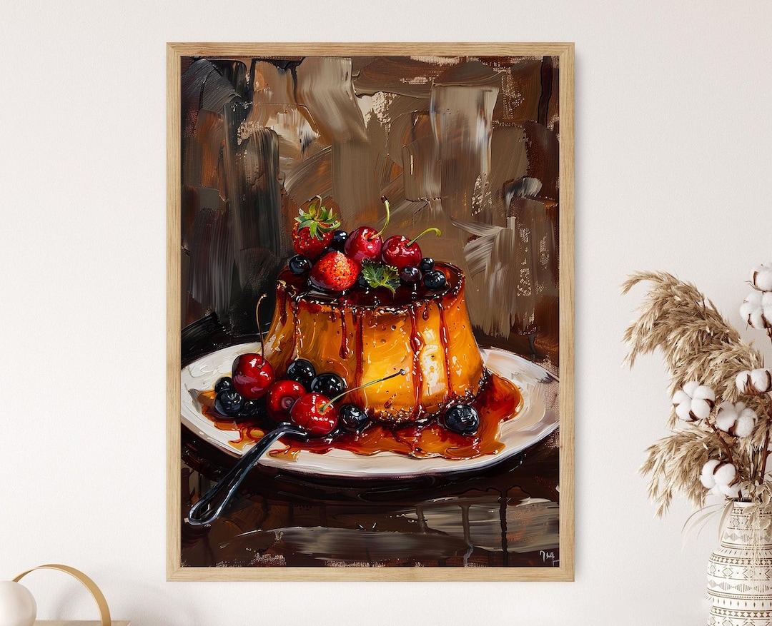 Mexican Flan Art Print: Traditional Dessert Illustration, Culinary ...