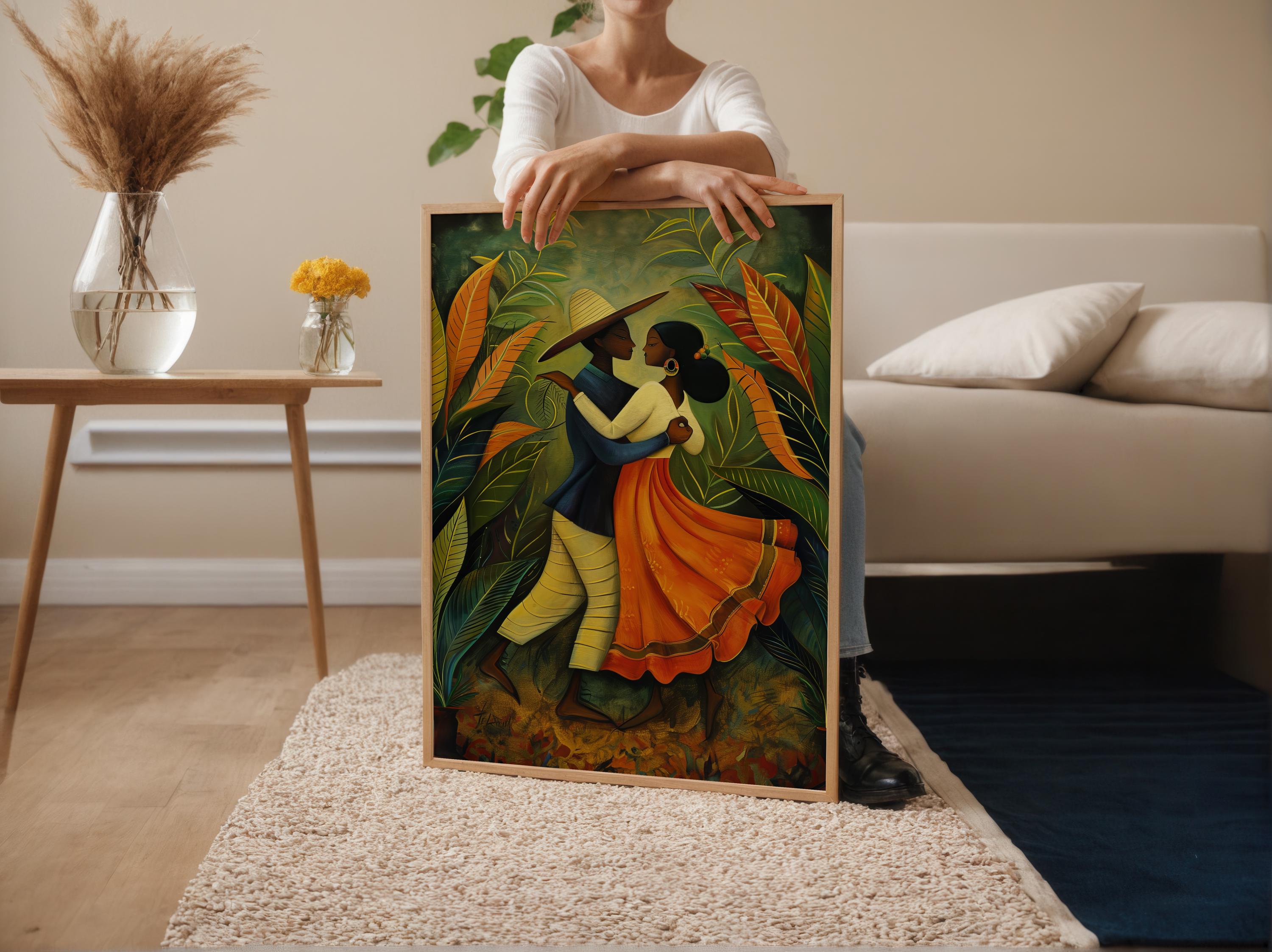 Bomba and Plena Dance, Traditional Puerto Rican Dance Couple Art Print ...