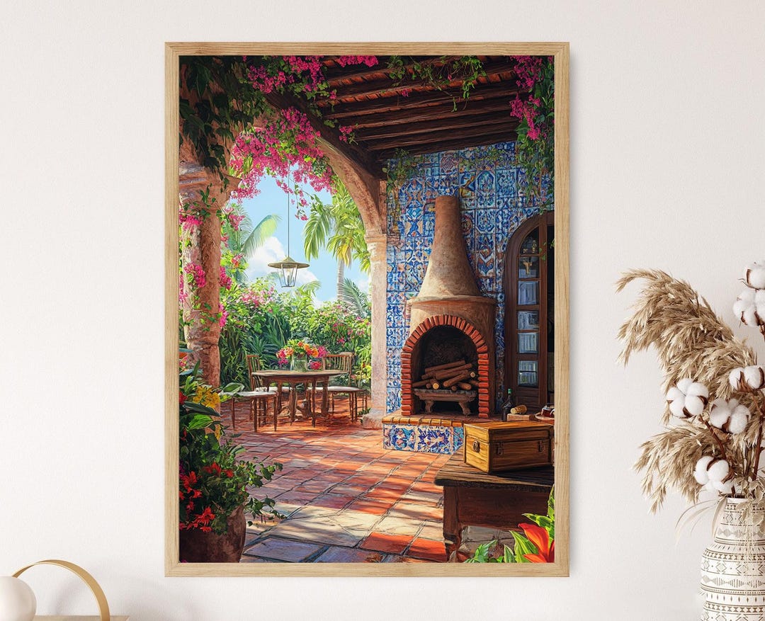 Cuban Patio Decor Art Print, Cigar Box Y Flores Poster, Rustic Tropical ...