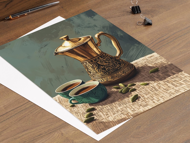Syrian Coffee Set Art Print: Arabesque Pattern, Middle Eastern Decor - Etsy