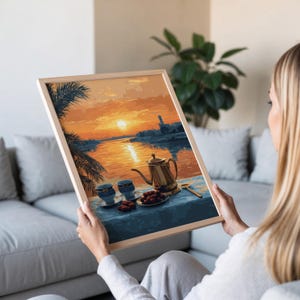 Traditional Coffee Set in Baghdad, Iraqi Heritage Art, Tigris River ...