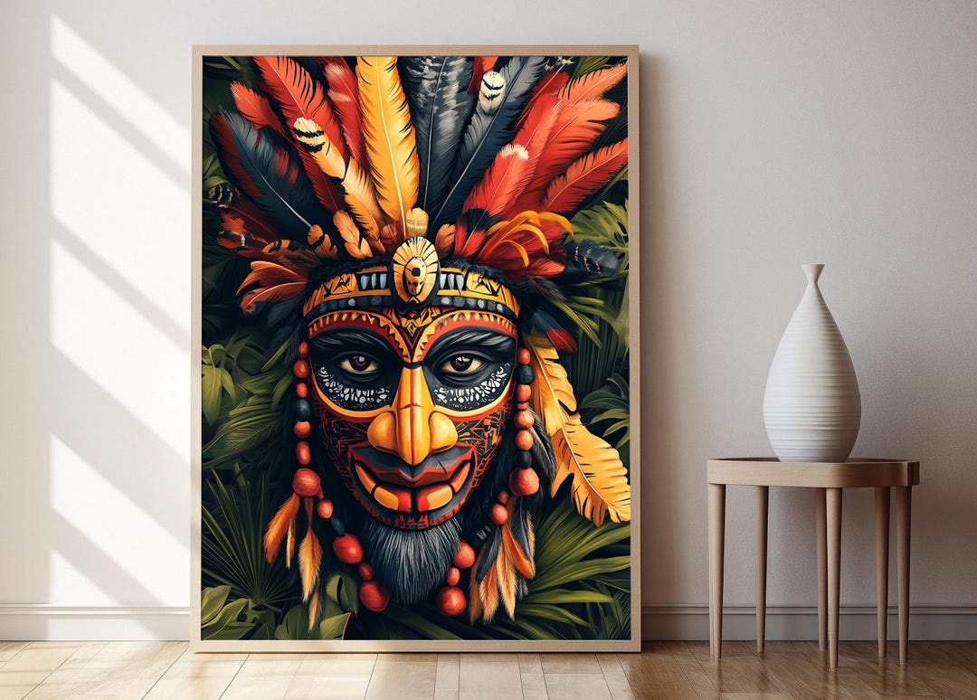 Melanesian Tribal Mask Art Print, Papua New Guinea Cultural Poster - Etsy