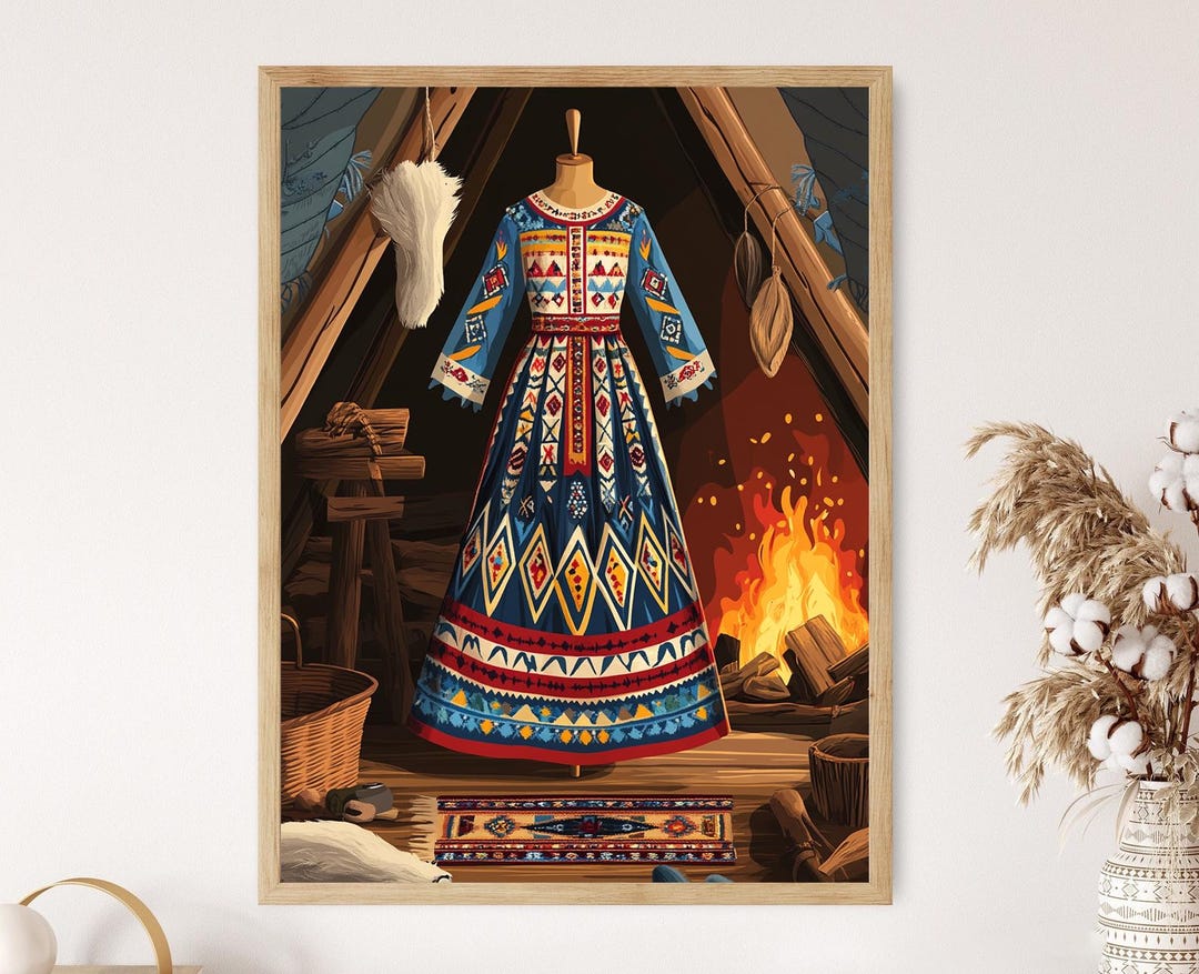 Sami Gákti Illustration, Duodji Embroidery, Indigenous Folk Textile - Etsy