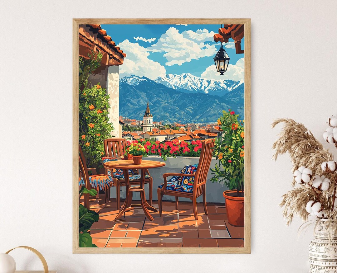 Sofia Rooftop Patio Art Print, Traditional Bulgarian Decor, Cultural ...