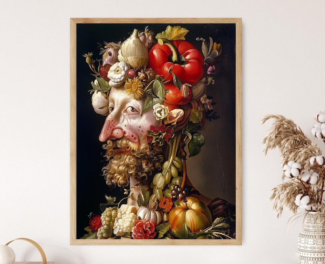 Giuseppe Arcimboldo Inspired Art Print, Unique Fruit & Veg Portrait ...