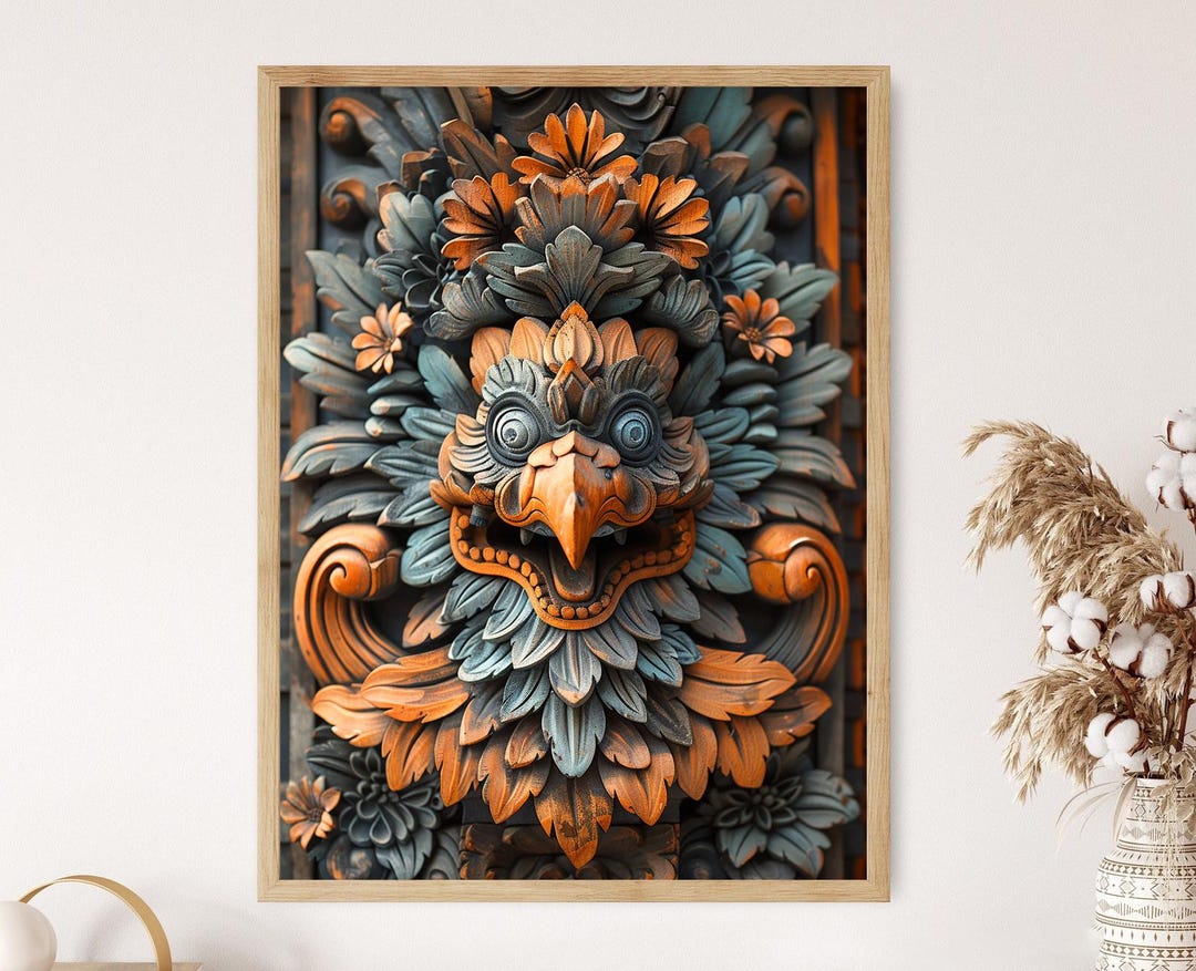Detailed Balinese Wood Carving Art, Cultural and Mythological Patterns ...