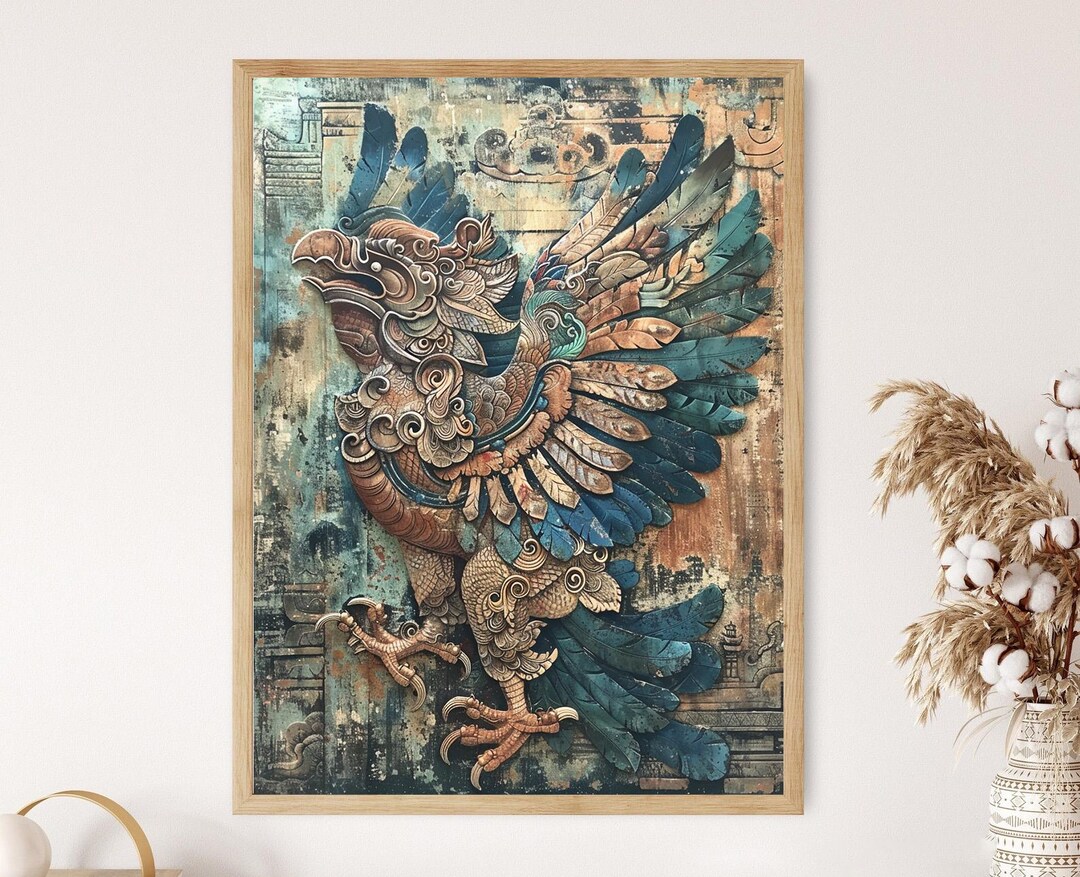 Handcrafted Garuda Bird Illustration, Mystical Decorative Print ...