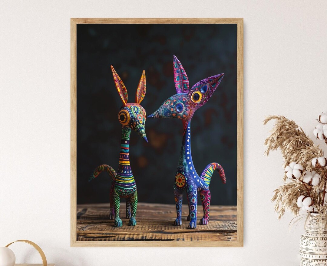 Alebrije Figures Art Print, Vibrant Mexican Folk Art for Home Decor ...