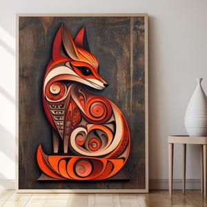 Haida Red Fox Art Print, Cleverness and Adaptability, Native American ...