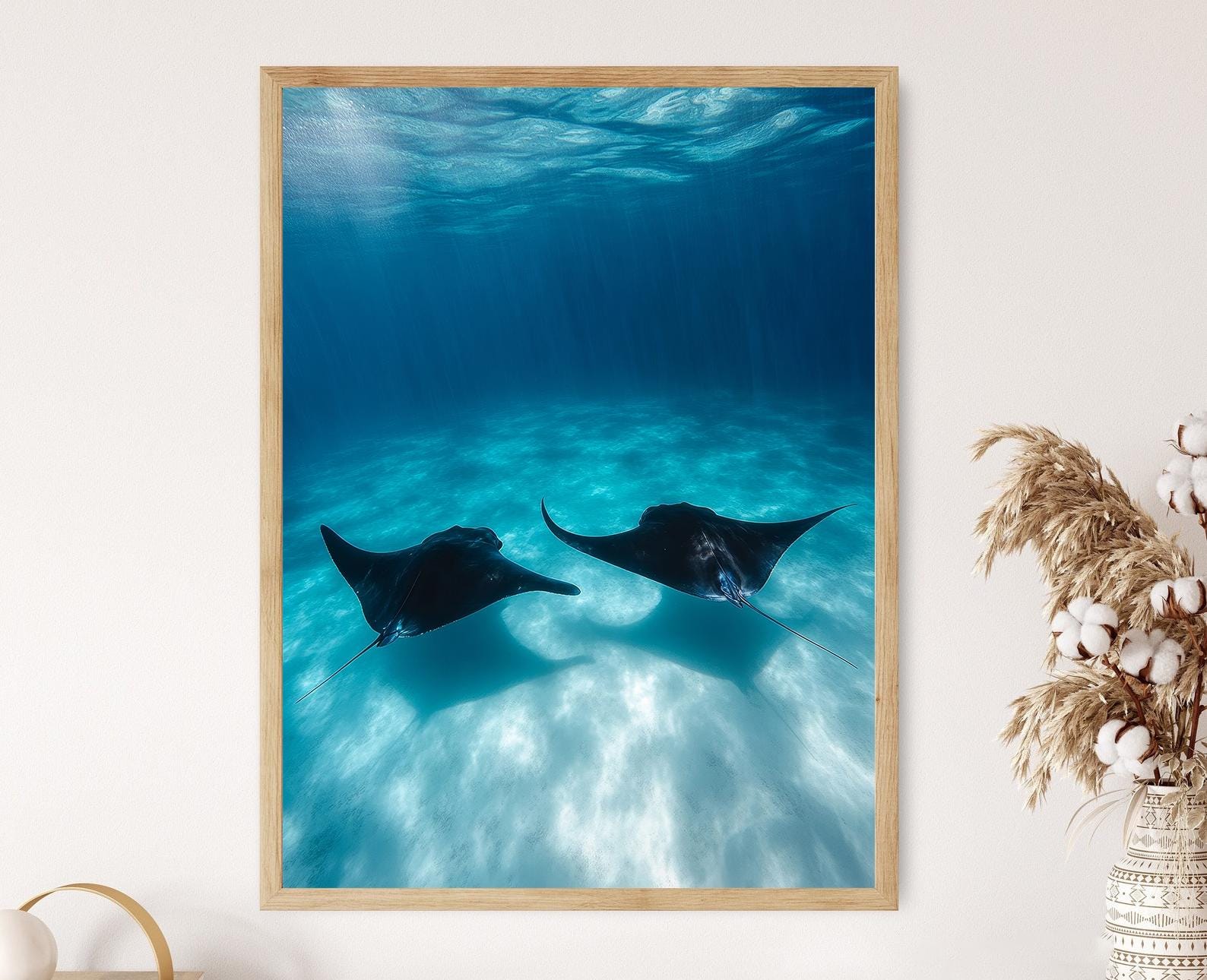 Fiji Manta Rays Underwater Art Print, Marine Life Decor - Etsy
