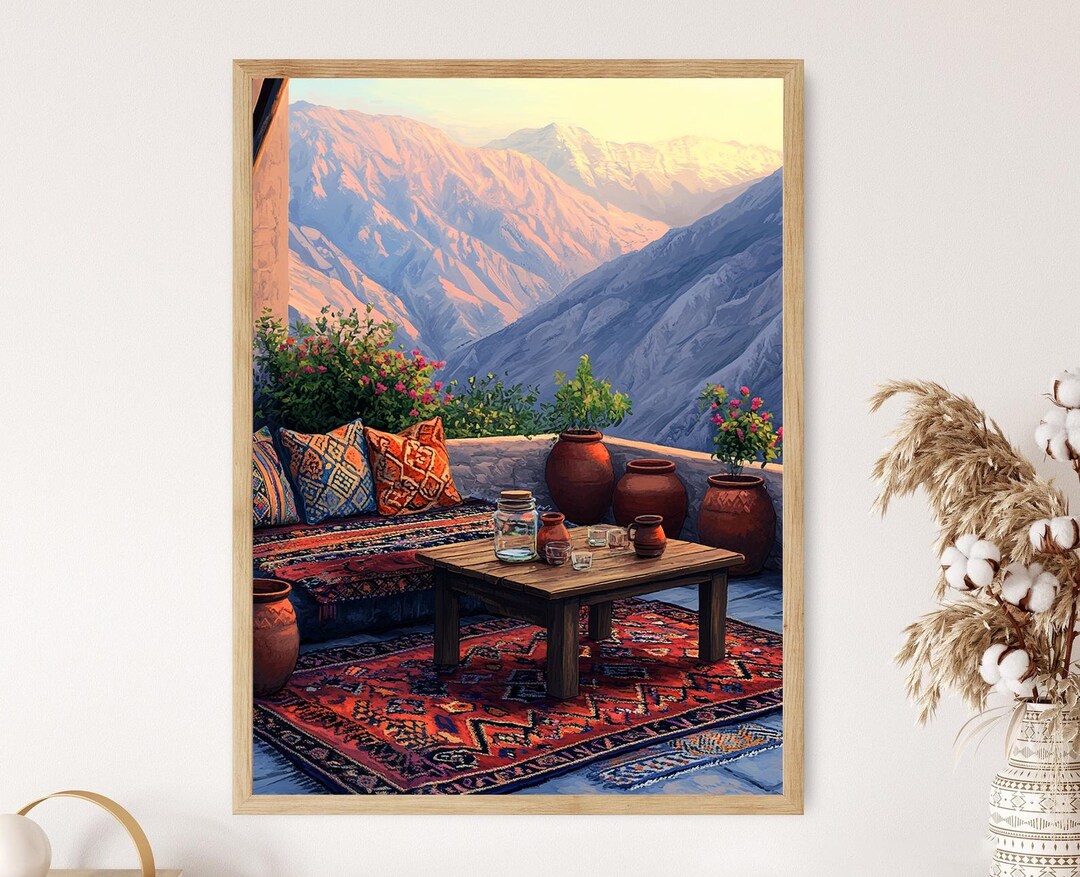 Sulaymaniyah Rooftop Patio Art Print, Silêmanî Kurdish Kilim Decor ...