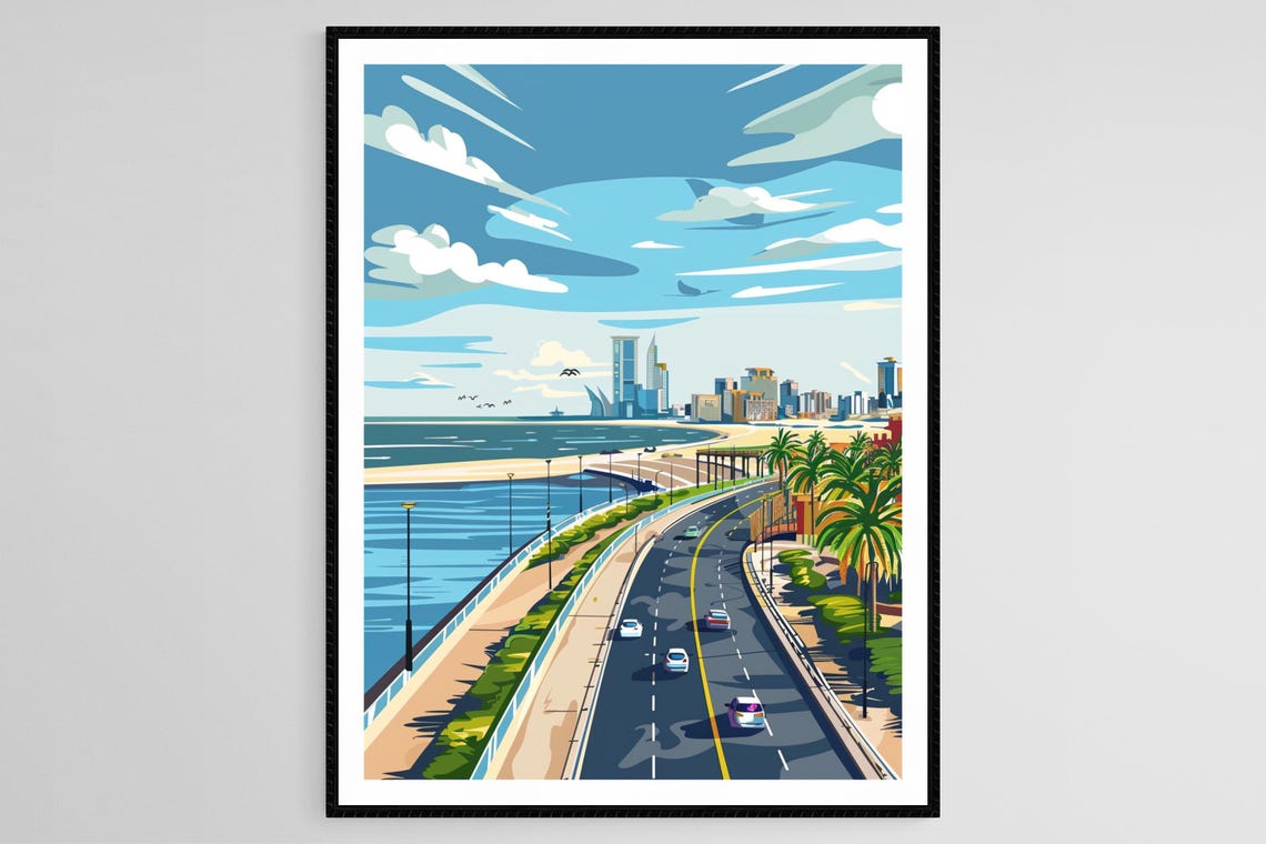 Dammam's King Fahd Causeway Art Print, Modern Infrastructure and ...