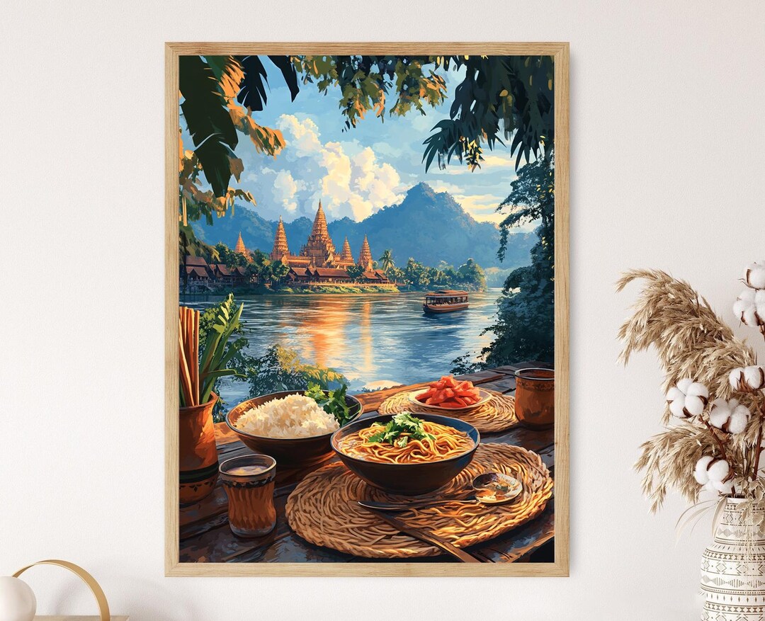 Luang Prabang Breakfast Table Art Print, Traditional Laos Food Decor ...