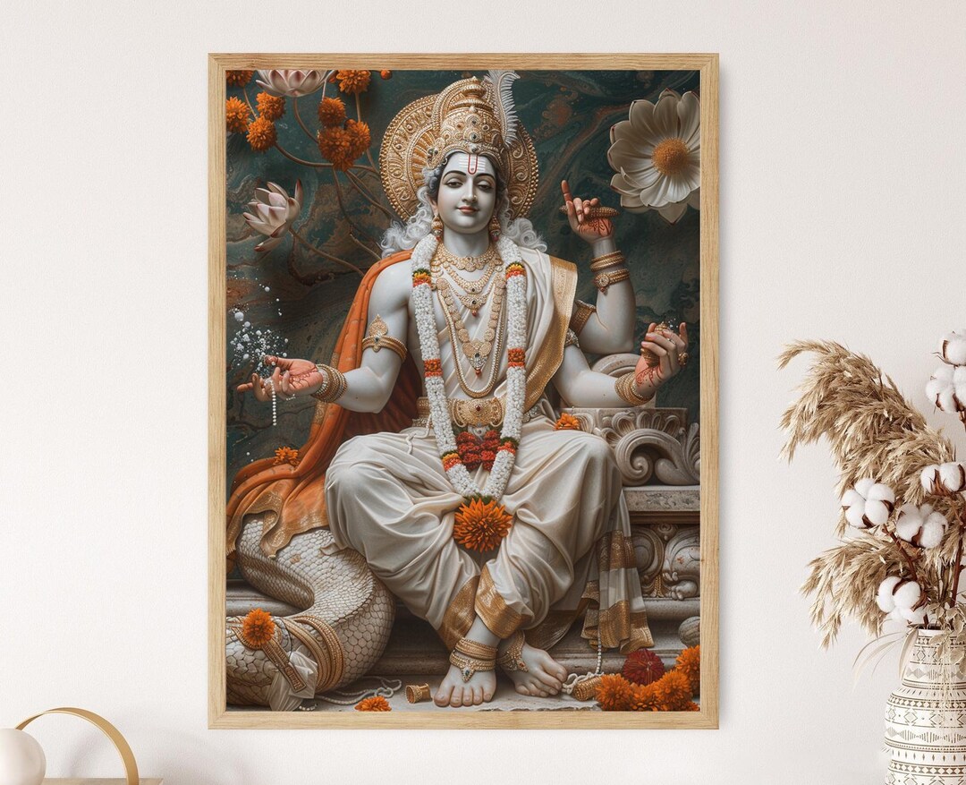 Vishnu Reclining on Serpent Cosmic Ocean Painting - Etsy