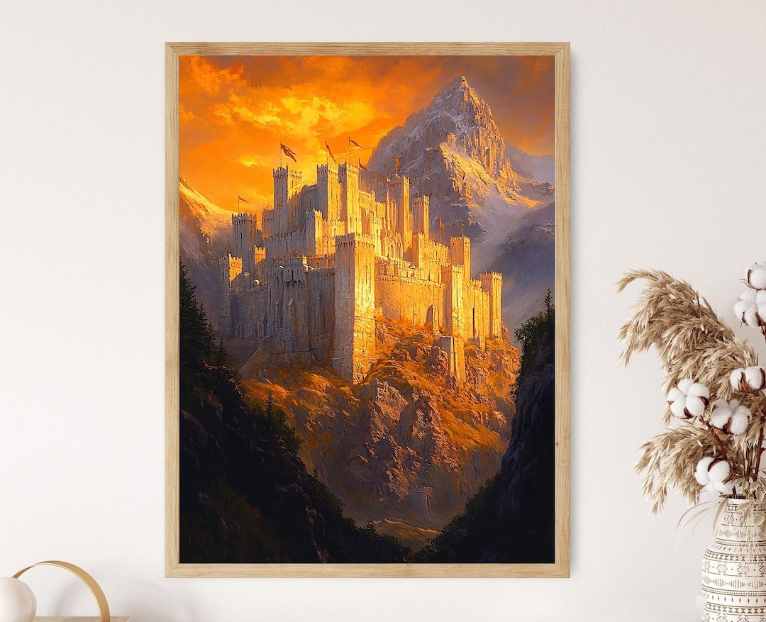 Minas Tirith Sunset, White City of Gondor, Middle-earth Fantasy Castle ...