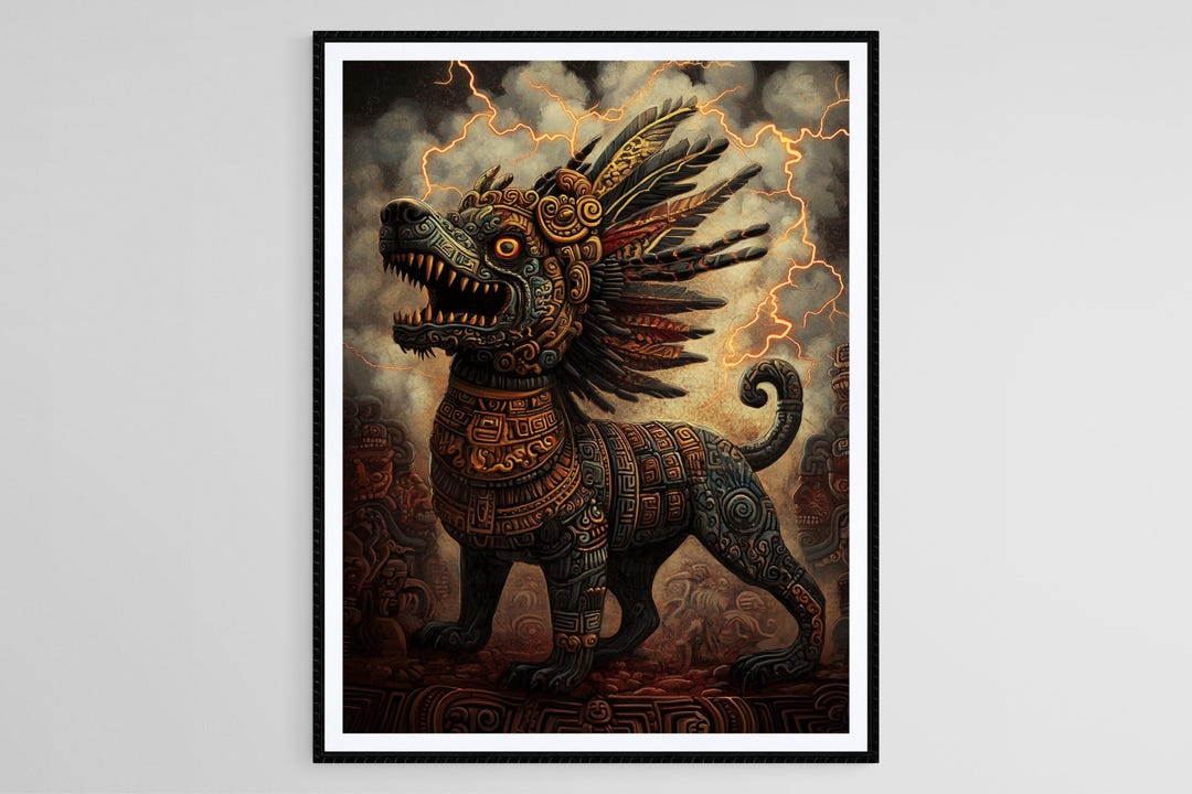 Xolotl Art Print, Aztec God of Lightning and Death - Etsy