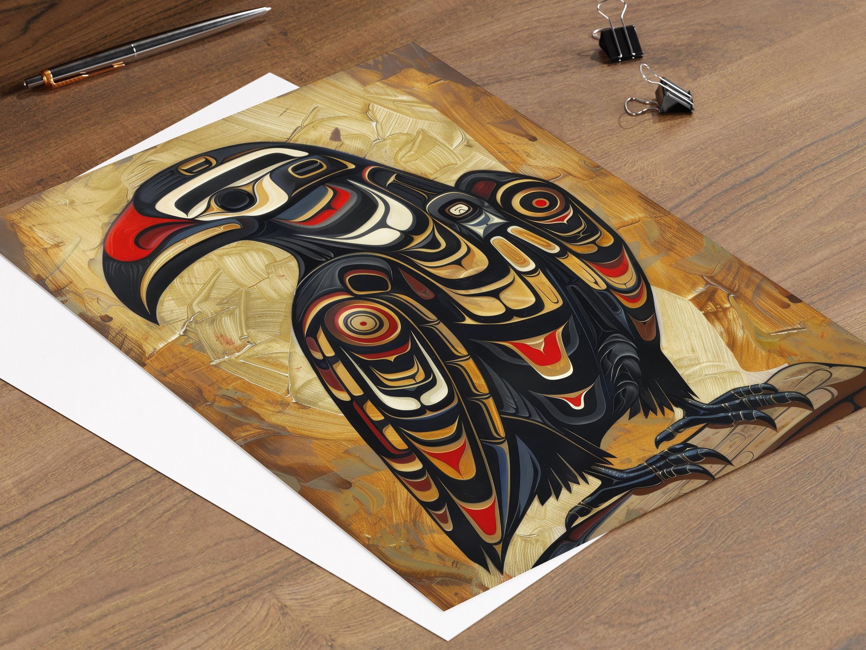 Haida Raven Totem Print: Indigenous Pacific Northwest Art - Etsy