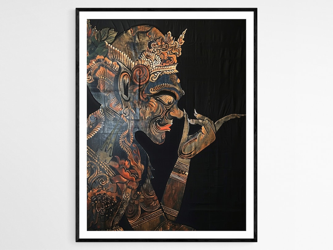 Intricate Wayang Kulit Print, Authentic Javanese Artwork, Exotic Living ...