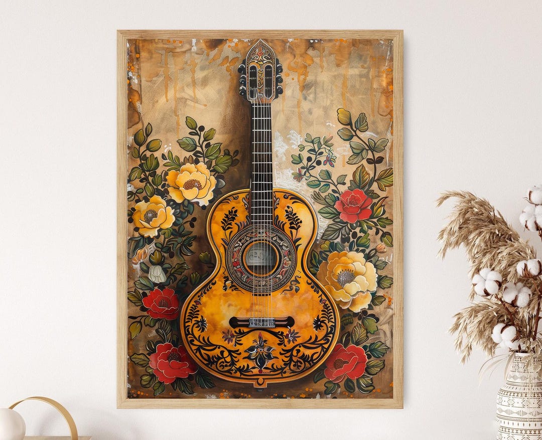 Elegant Vihuela With Decorative Patterns Art, Traditional Mexican ...