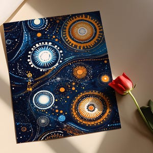 Aboriginal Starry Night Art Print, Ancestor Spirit Dot Painting Poster ...