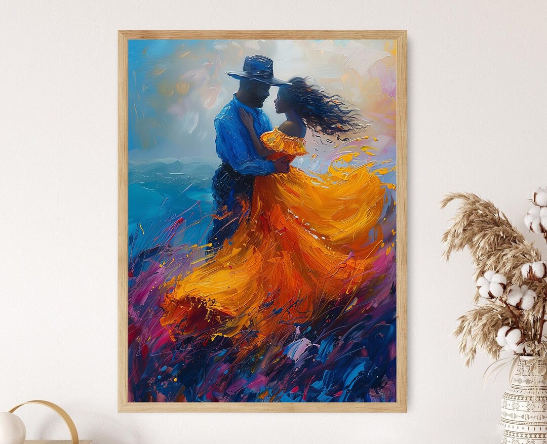 Vibrant Bomba and Plena Dance Painting, Traditional Puerto Rican Dance ...