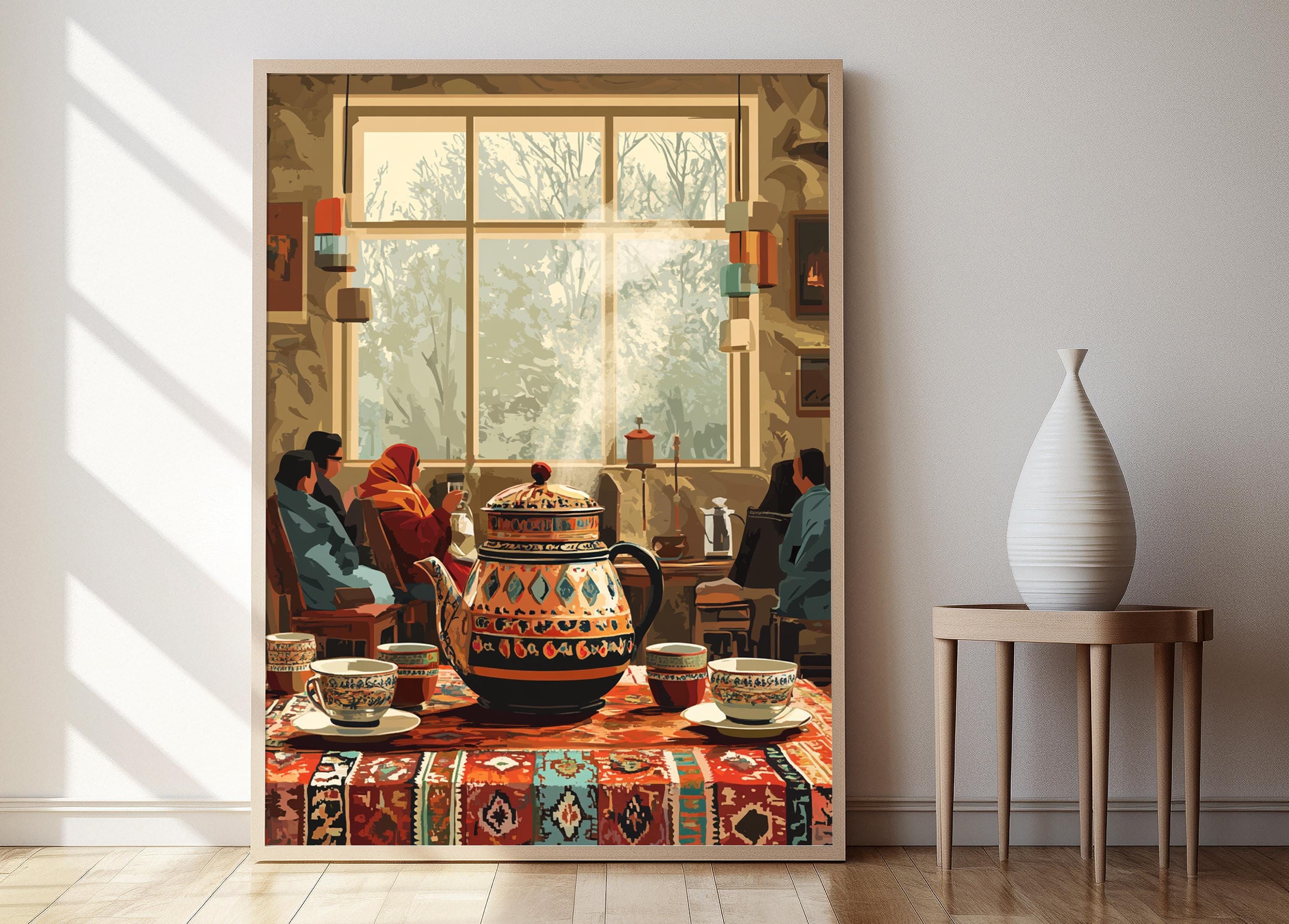 Afghan Tea Ceremony Art Print: Kilim & Samovar Design - Etsy
