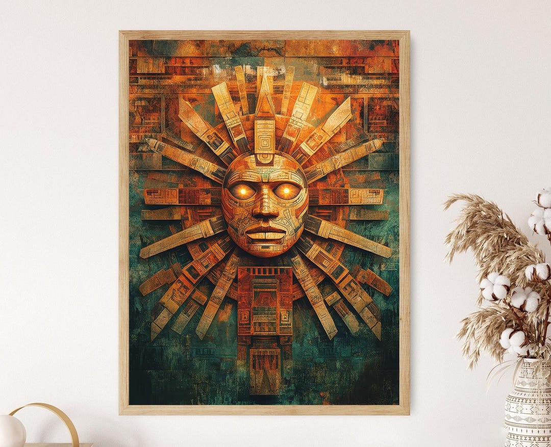 Inca Sun God Wall Art Print, Golden Inti Poster - Etsy