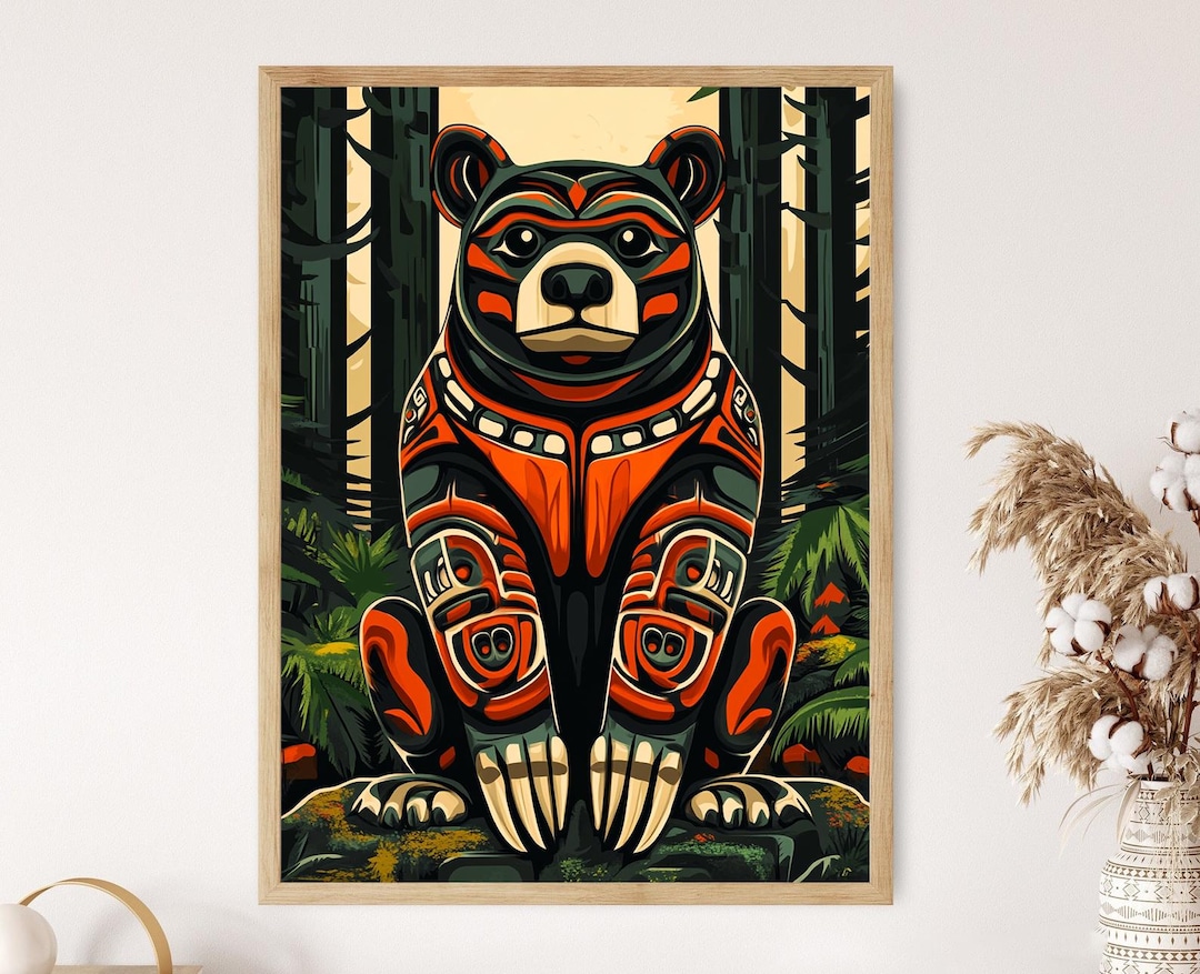Haida Bear Totem Print - Rainforest Formline Art - Etsy