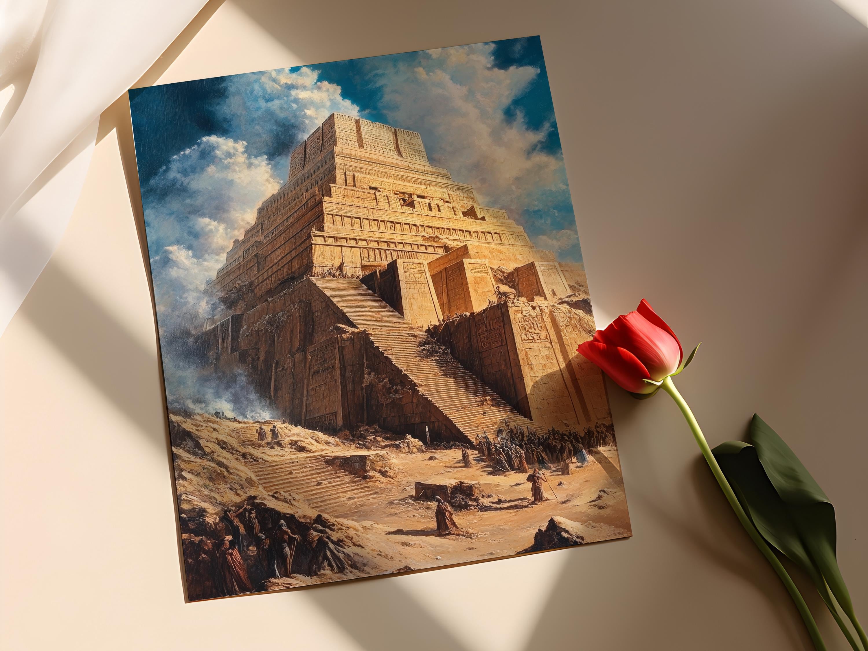 Babylonian Ziggurat Art Print, Grand Stepped Terraces and Ancient ...