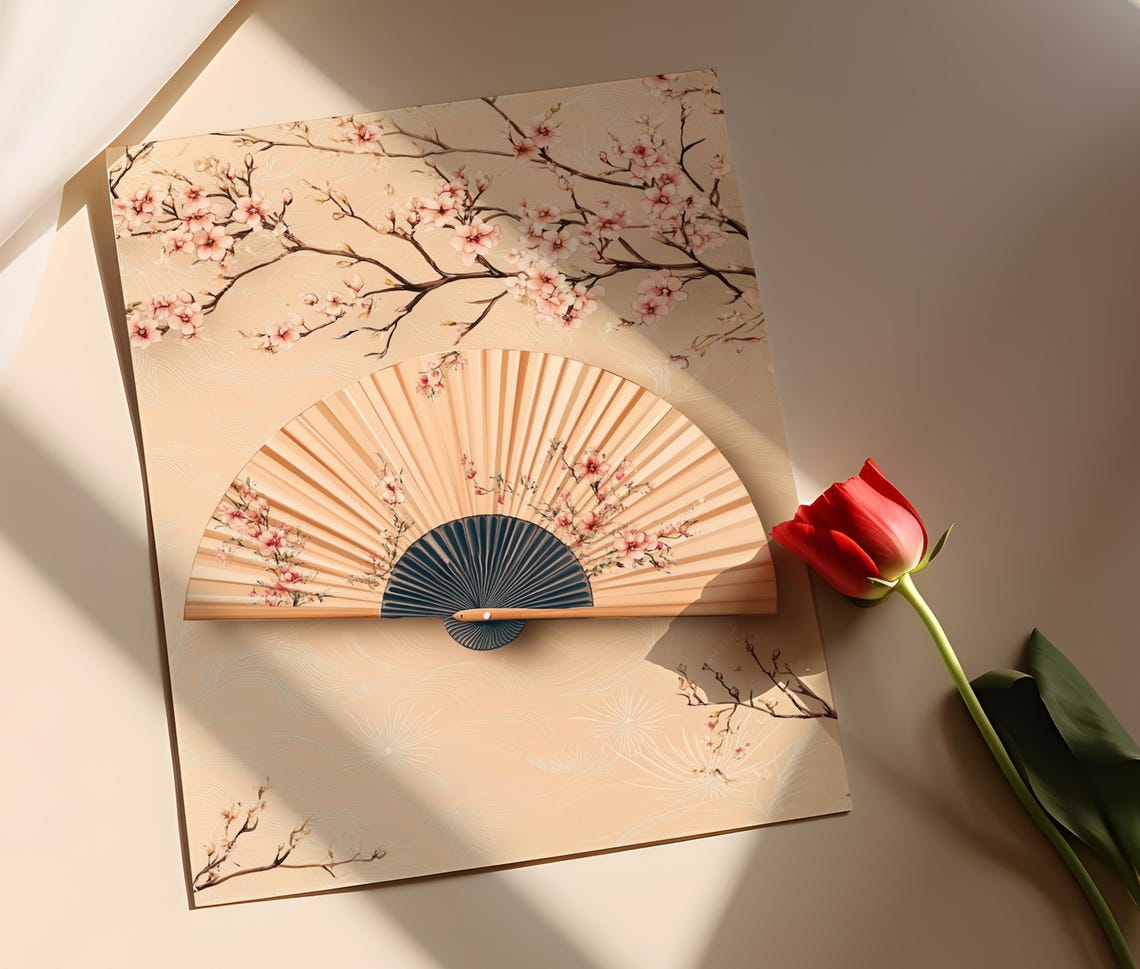 Korean Fan Art Print, Flat Vector Illustration, Traditional Ornament ...
