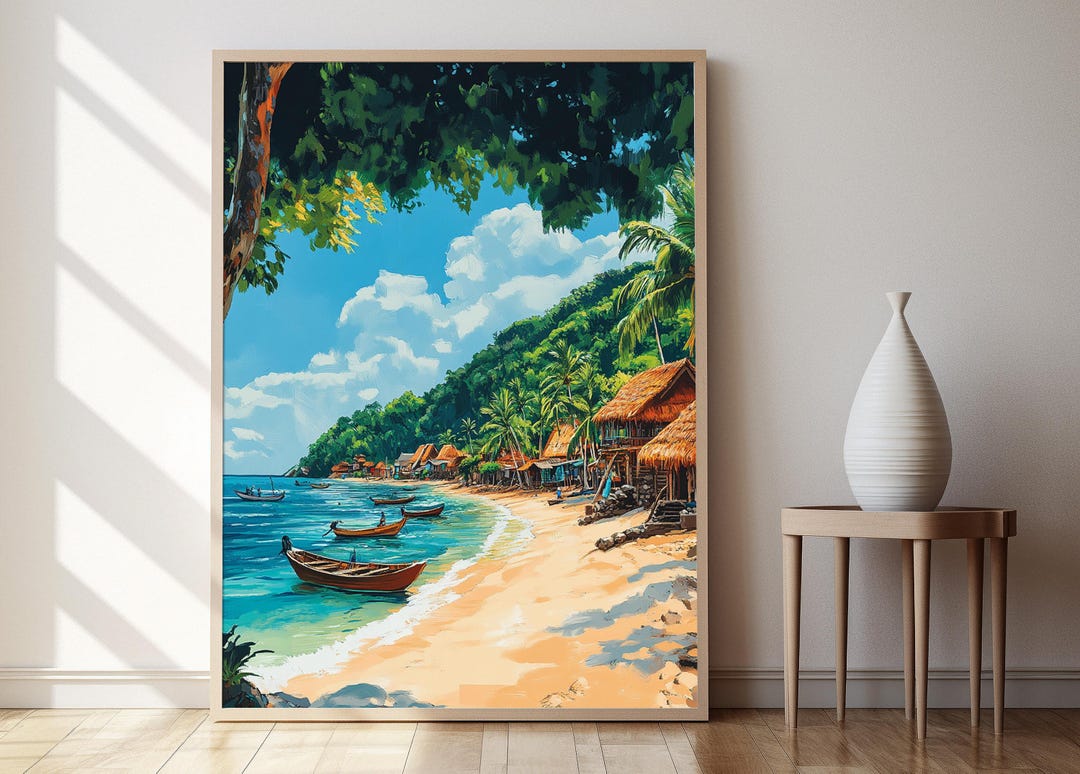 Bohol Village Art Print, Philippines Coastal Poster, Island Life ...