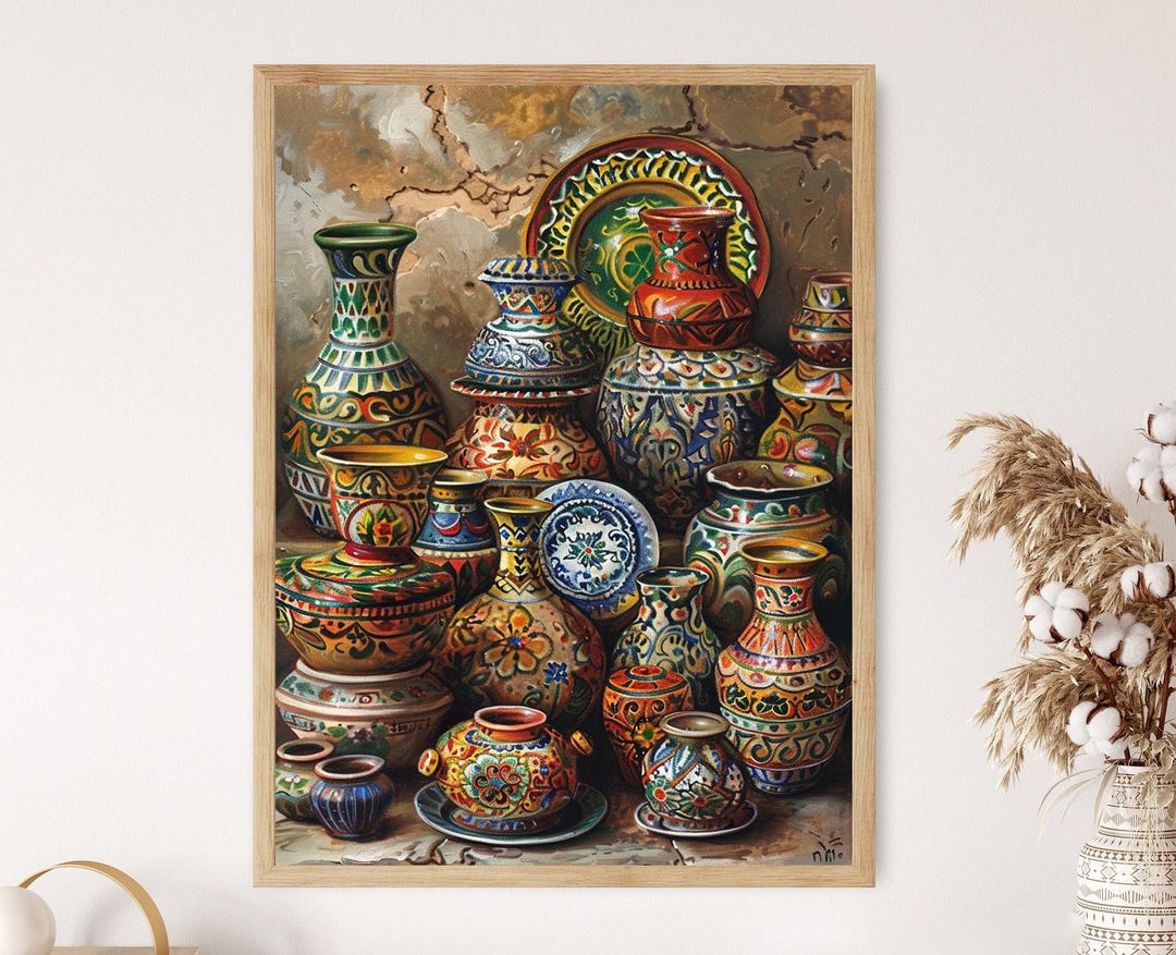 Hand-painted Pakistani Pottery Print: Traditional Punjab Ceramic Art - Etsy