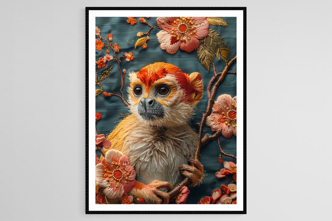 Proboscis Monkey, Embroidery Painting, Exotic Animal Wall Art - Etsy