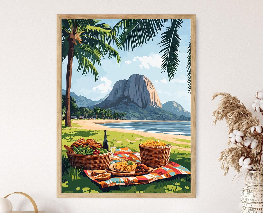 Aso Rock Picnic Art Print, Abuja Nigeria Landscape, Traditional Outdoor ...