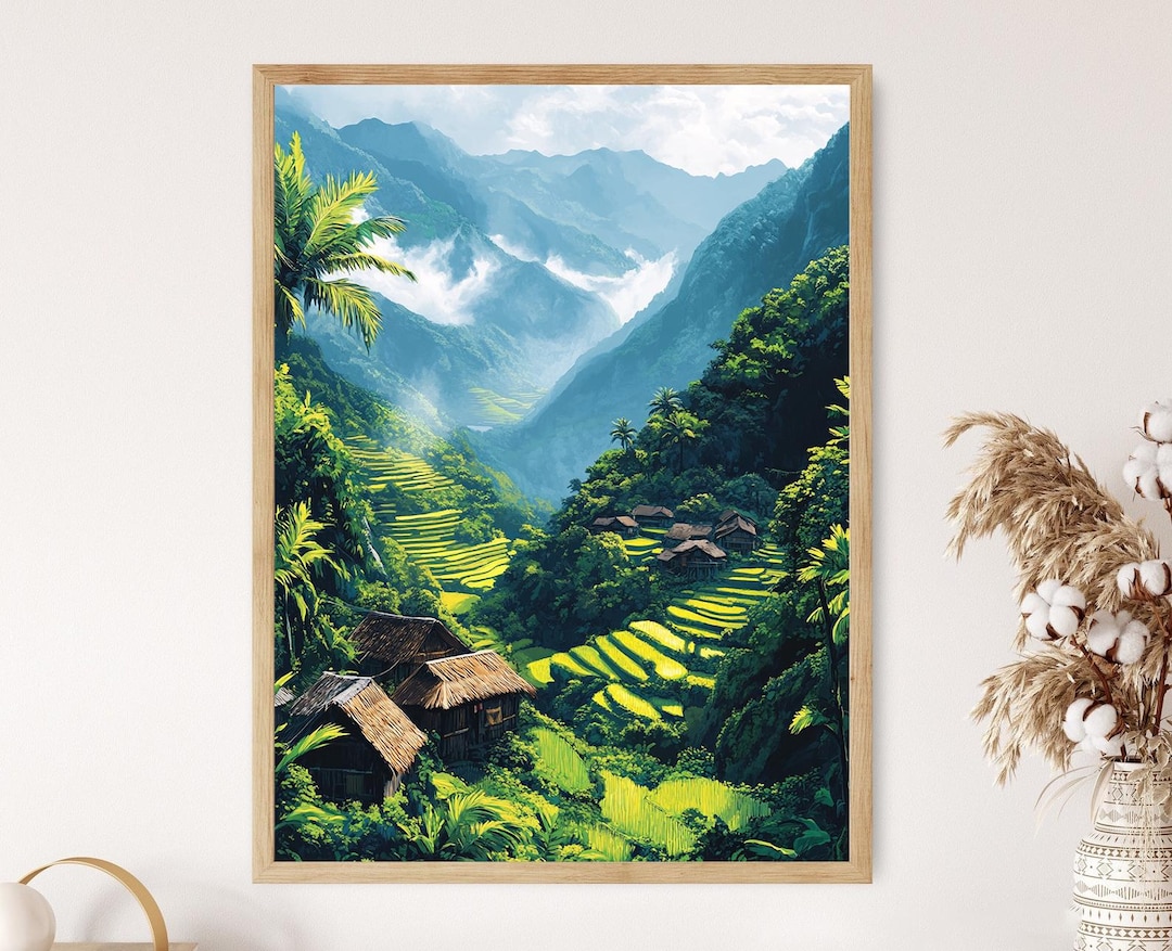 Ifugao Village Art Print, Filipino Heritage Poster, Mountain Life ...