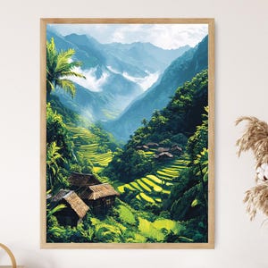Ifugao Village Art Print, Filipino Heritage Poster, Mountain Life ...
