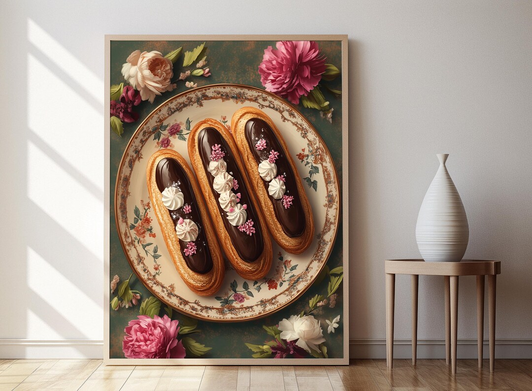 Éclair Art Print, Chocolate Glaze and Cream Filling Illustration - Etsy