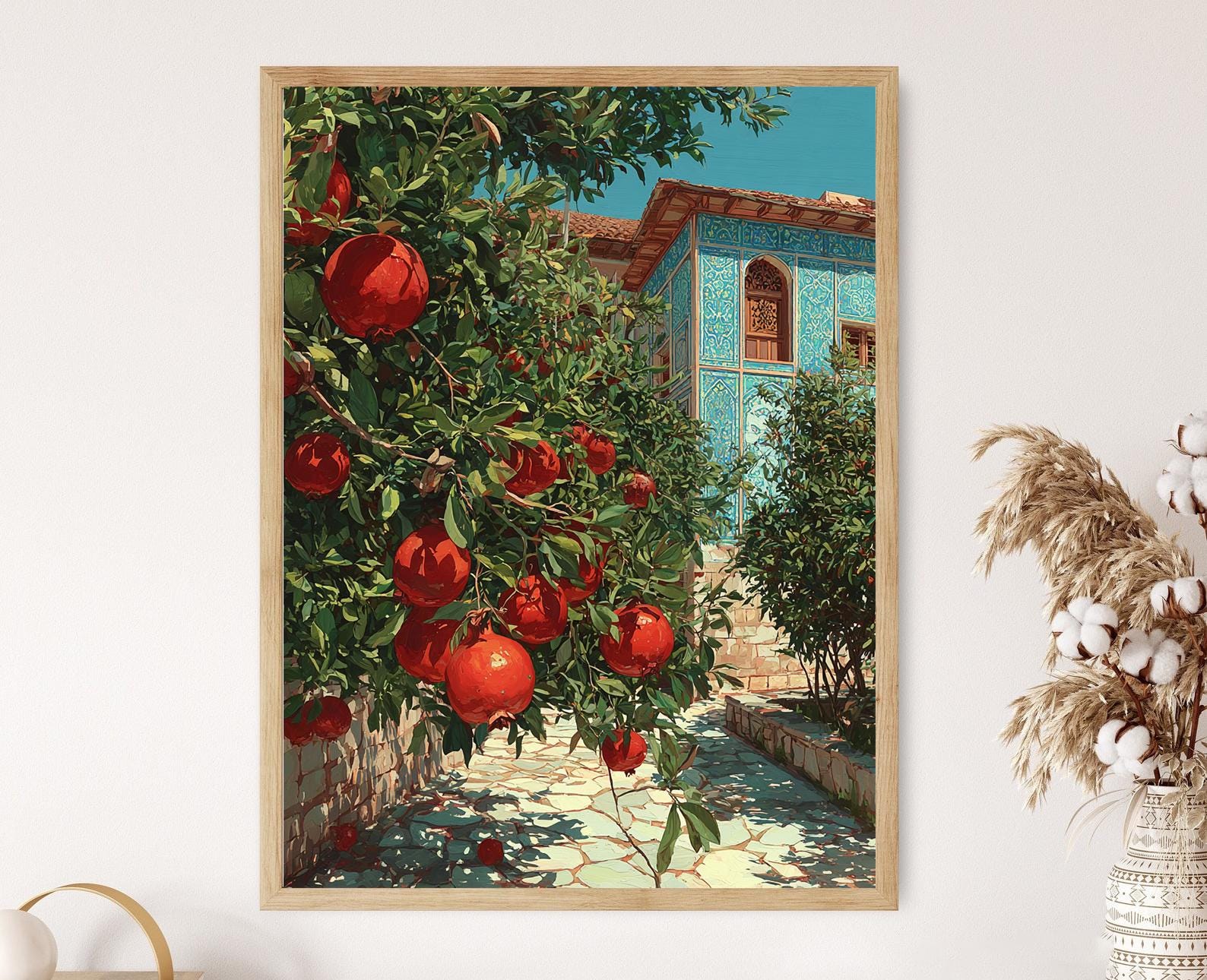 Shiraz Pomegranate Orchard Poster, Iranian Courtyard Farm Art Print ...