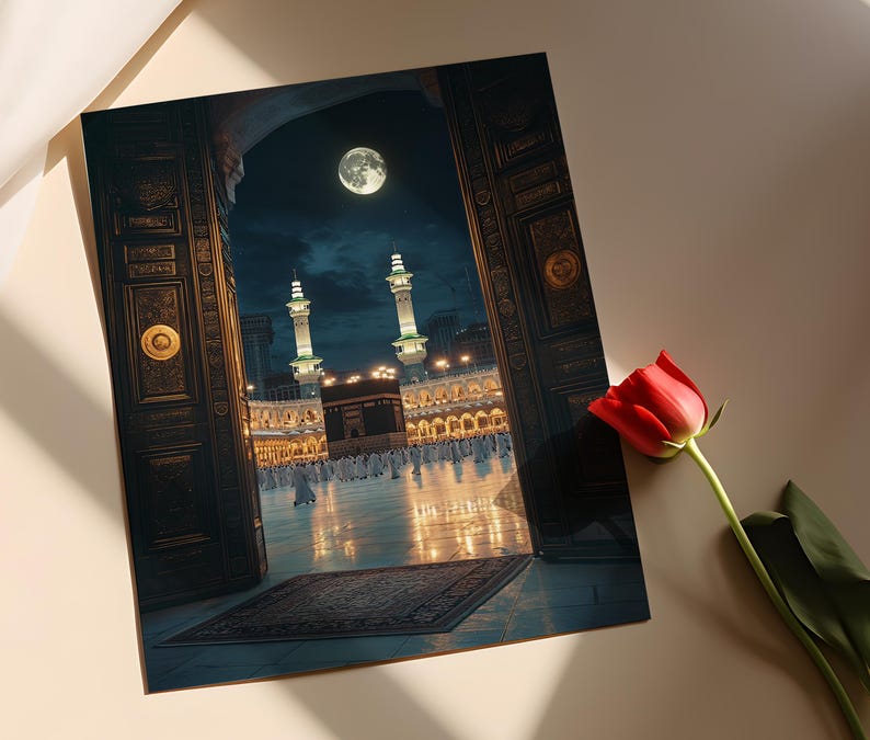 Kaaba at Night Print: Islamic Art, Mecca Hajj Lanterns - Etsy