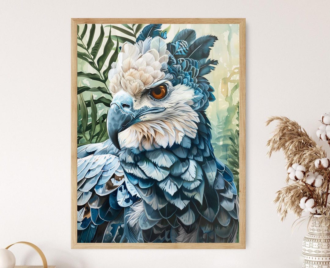 Harpy Eagle Painting, Powerful Bird of Prey Art Print, Wildlife Decor ...