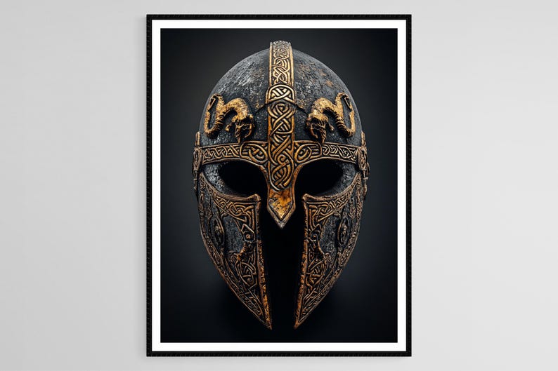 Celtic Warrior Helmet Art Print, Knotwork Animal Motifs - Etsy