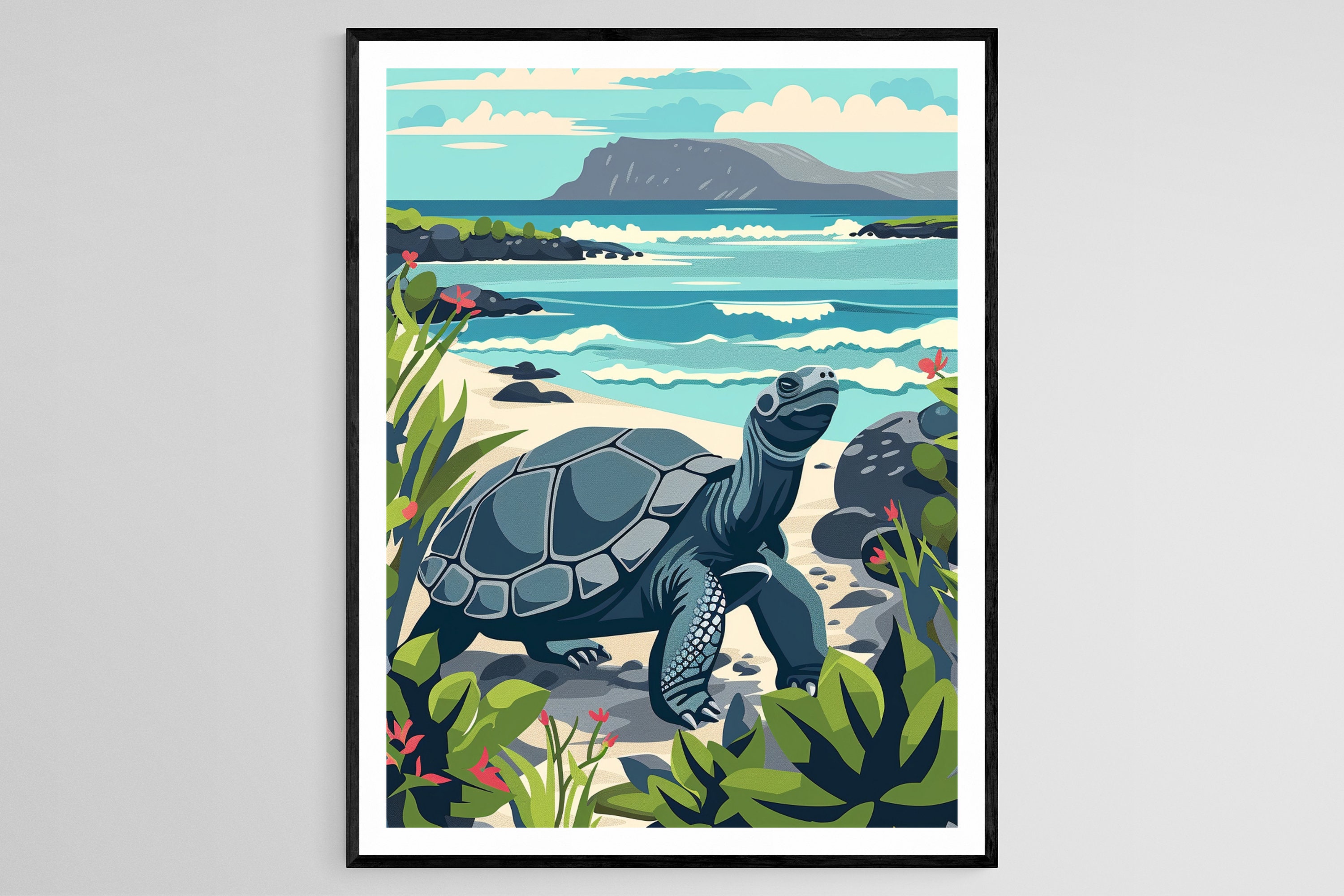 Galápagos Islands Art, Giant Tortoises, Wildlife Illustration, Nature ...