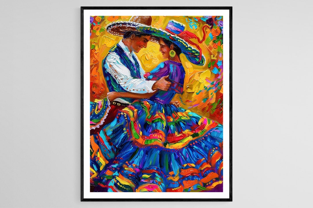Mexican Folk Dance Art Print, Vibrant Traditional Dance Wall Décor ...