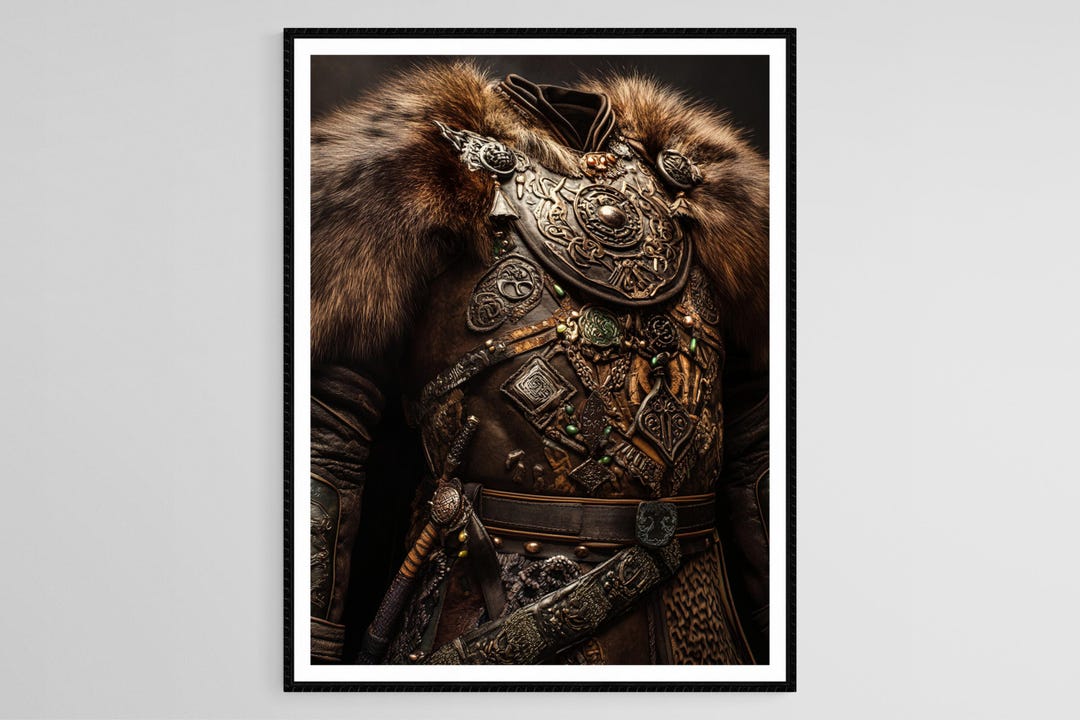 Mongol Warrior Armor Art Print, Traditional Leather, Ornate Patterns ...