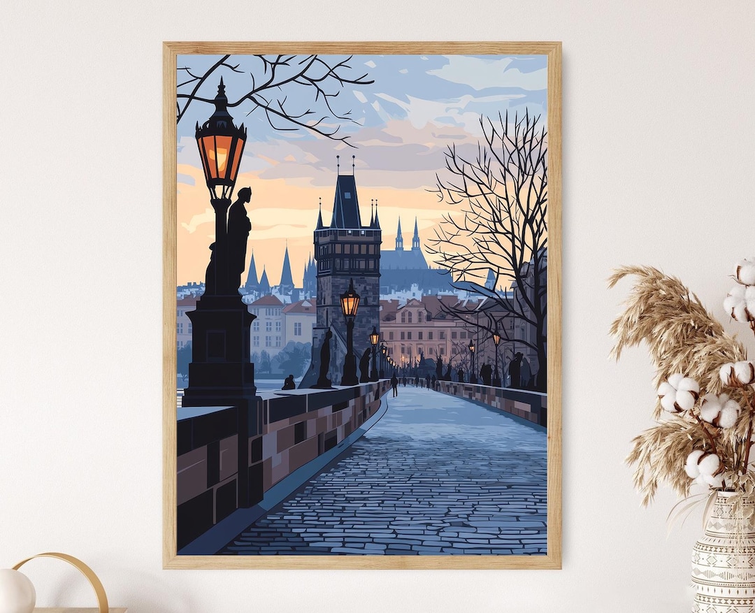Charles Bridge Art Print: Prague Gothic Architecture, Vltava River ...