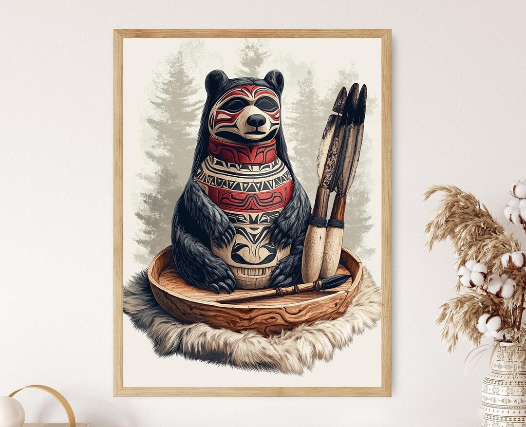Haida Bear Ornament With Tribal Patterns Art Print, Indigenous Heritage ...