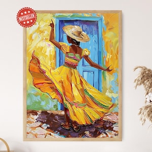 Bomba and Plena Dancer, Vibrant Puerto Rico Art Print, Cultural Gift - Etsy